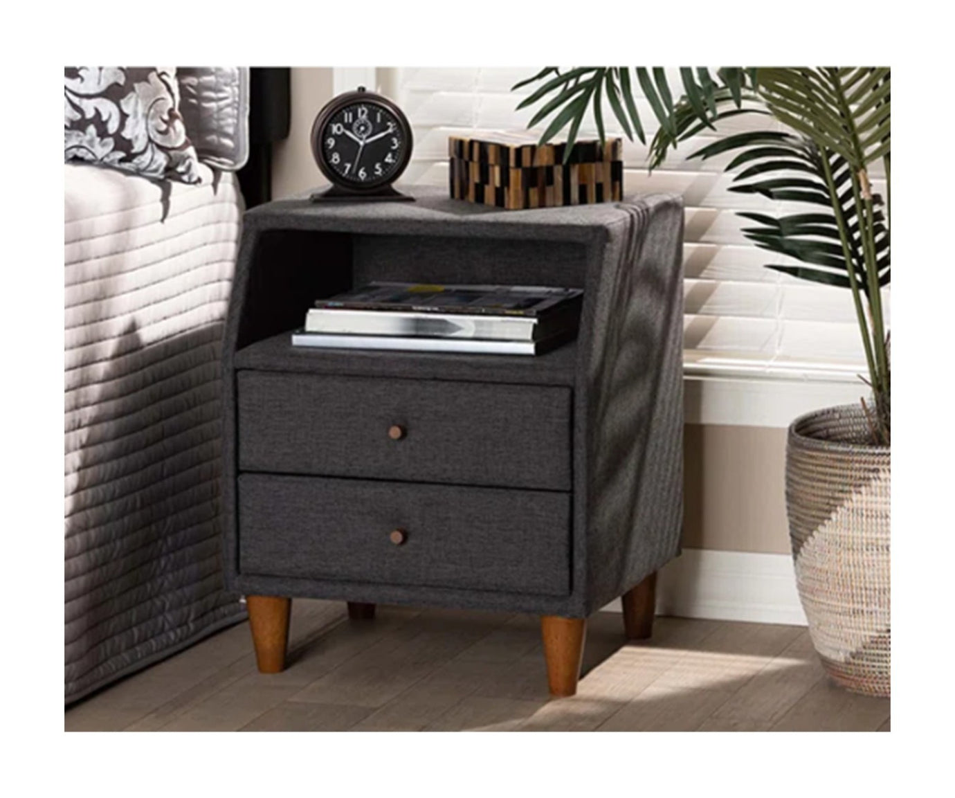 Buy LeatherOn Magnus Velvet Upholstered Bedside Table Online at 50% Off